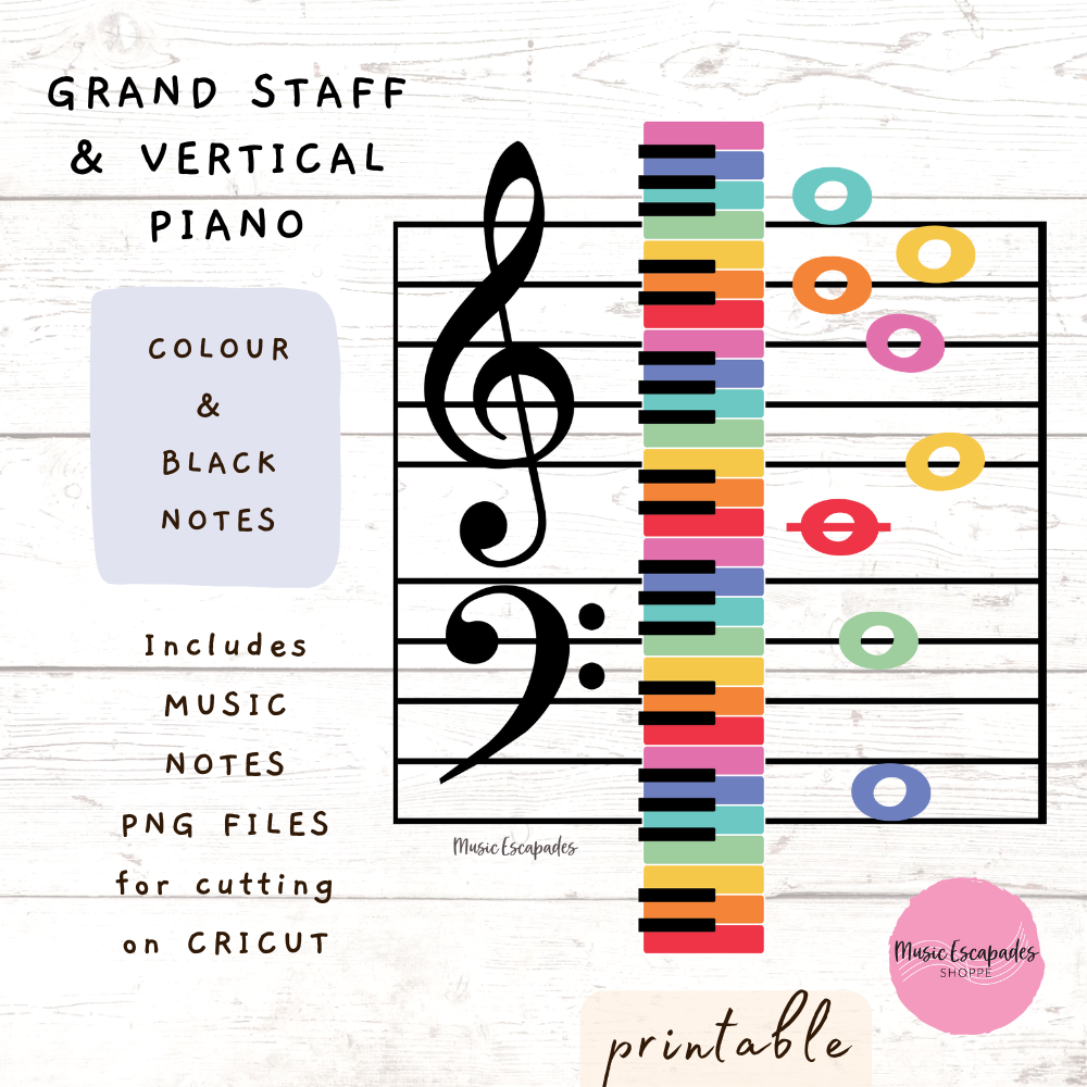 Grand Staff Vertical Piano Printable – Music Escapades Shoppe