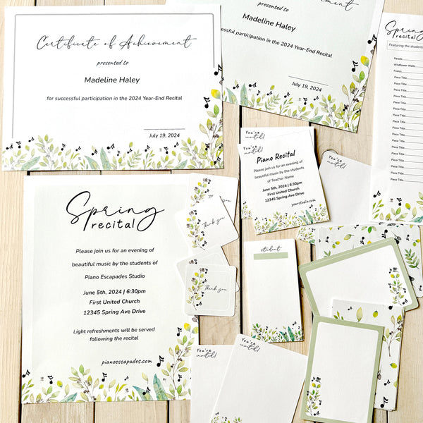 Spring Recital Program Template (Green Watercolour Foliage) – Music ...