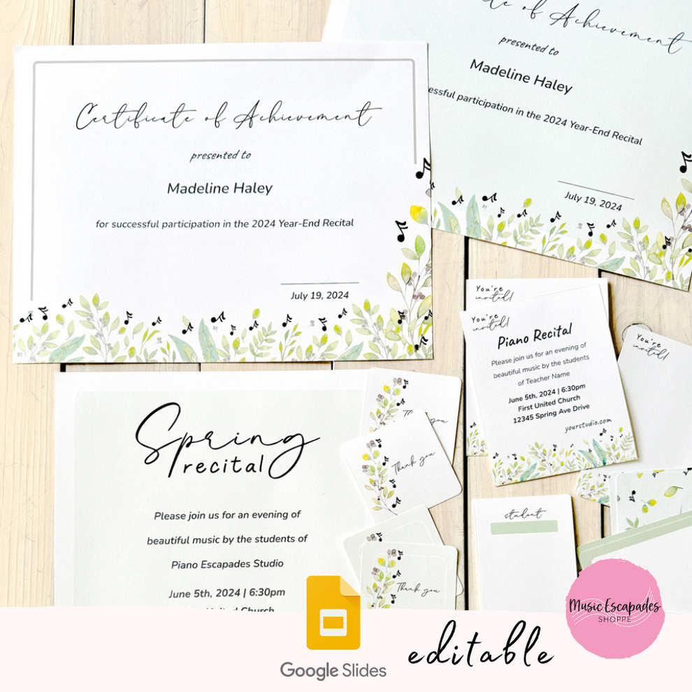 Spring Recital Program Template (Green Watercolour Foliage) – Music ...