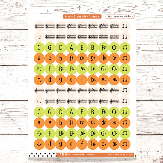 Key Signature Stickers – Music Escapades Shoppe